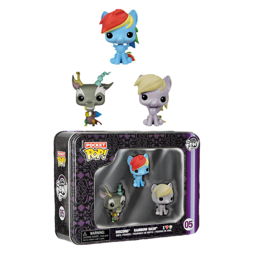 Funko My Little Pony Discord Rainbow Dash Derpy Pocket Pop 3Pk Tin His Gifts